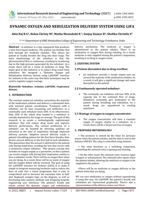 Pdf Dynamic Oxygen And Nebulization Delivery System Using Lifa