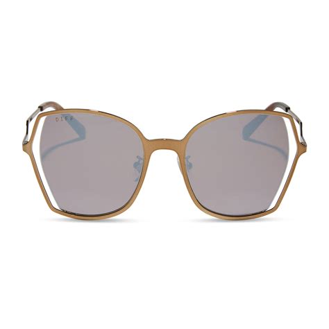 Donna Iii Square Sunglasses Copper Metal And Brown Gold Flash Diff Eyewear