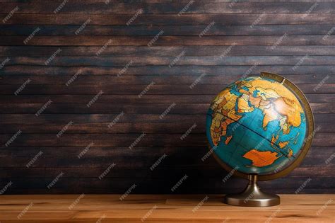 A Classroom Globe On A Wooden Desk Premium Ai Generated Image