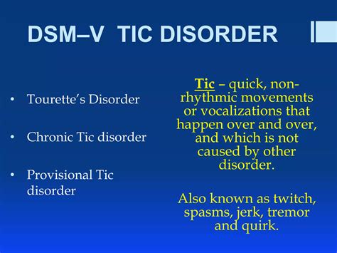 Tourettes Disorder Ppt