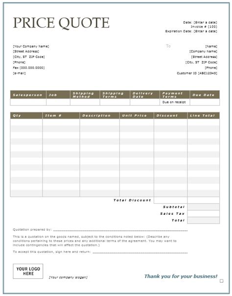 Free Sample Product Quotation Templates With Price Expiry Notice Printable Samples