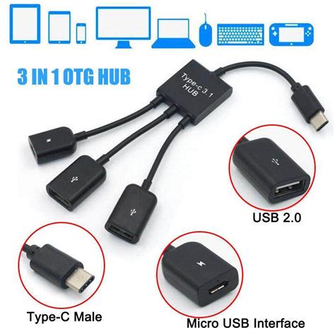 Type C Otg In Usb Hub Adapter Extension Charging Host Otg Usb Hubs Bear Buy Pc