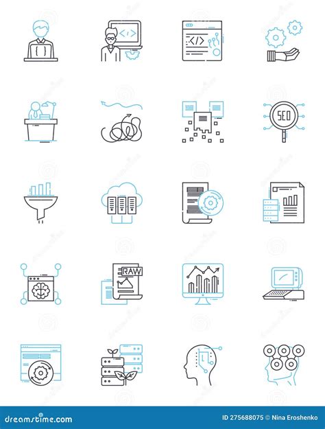 Performance Metrics Linear Icons Set Efficiency Effectiveness Productivity Accuracy Speed