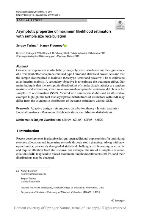 Asymptotic Properties Of Maximum Likelihood Estimators With Sample Size