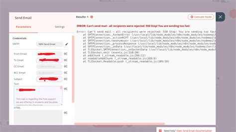 sending bulk mail error questions n8n community