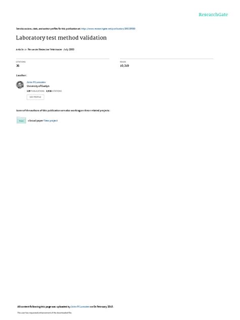 Laboratory Test Method Validation Pdf Médecine Médecine Clinique