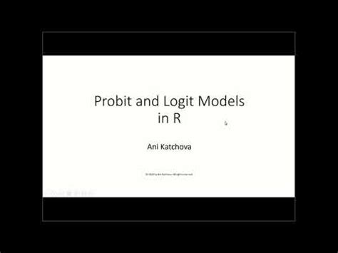 Probit And Logit Models In R YouTube