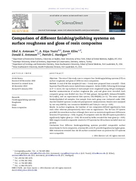Pdf Comparison Of Different Finishing Polishing Systems On Surface Roughness And Gloss Of