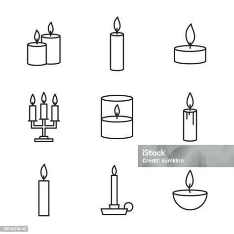 Sekumpulan Ikon Lilin Vektor Ilustrasi Stok Unduh Gambar Sekarang Lilin Peralatan