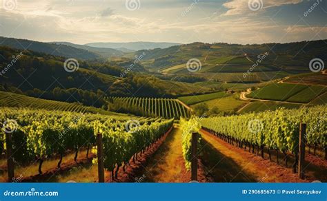 Y Tuscan Vineyards Expansive Stock Illustration Illustration Of