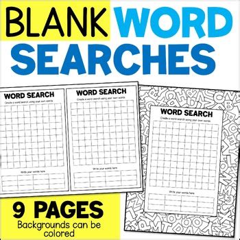 Blank Word Search Grid Templates Vocabulary Spelling Puzzles ELA Centers