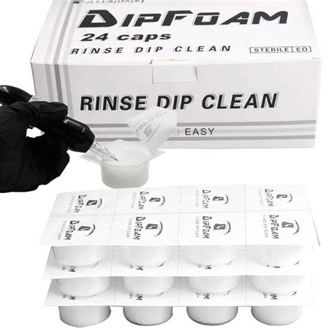 24pcs Tattoo Dip Foam Rinse Cup Disposable Dip Clean Foam Cup Caps