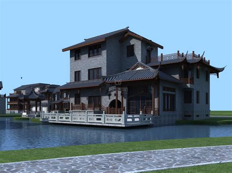 仿古建筑住宅 古建筑 二层古建筑 大山谷图库