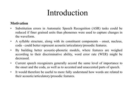 Ppt Automatic Identification And Classification Of Words Using Phonetic And Prosodic Features