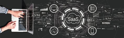 SaaS - Software As a Service. Cloud Sevice, Synchronize. Vector Illustration. Stock Vector ...