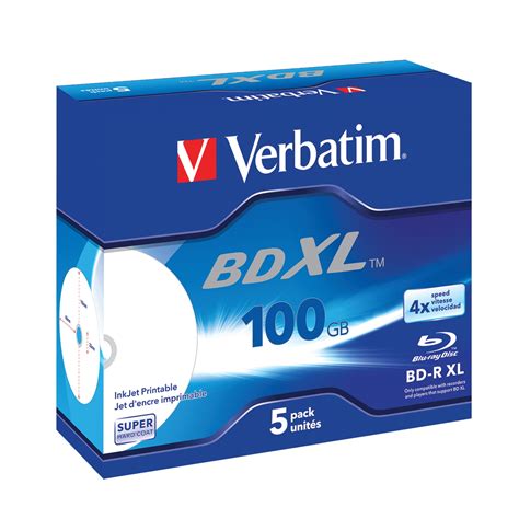 Bd R Xl 100gb 4x Wide Inkjet Printable 5pk Jewel Case Verbatim Singapore