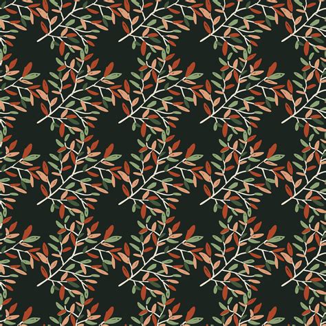 Decorative Forest Twig Endless Wallpaper Hand Drawn Branches With Leaves Seamless Pattern