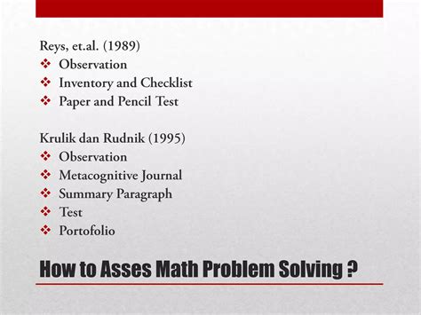 Mathematical Problem Solving Pptx Educational Assessment Education