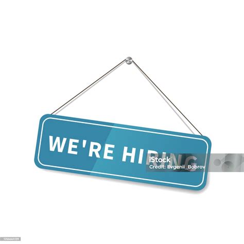 밝은 광택 우리는 흰색에 상점 문에 대한 밧줄에 매달려 표지판을 고용하고 있습니다 객실 있음에 대한 스톡 벡터 아트 및 기타 이미지 객실 있음 구인 중 기회 Istock