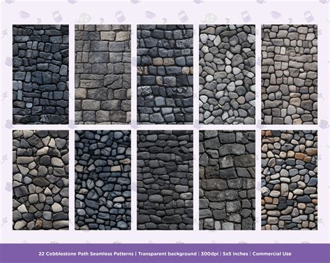 22 Cobblestone Paths Seamless Patterns Ground Textures Brushes For