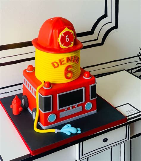 Firetruck Birthday Cake In 2024 Firefighter Birthday Cakes Firetruck Birthday Fireman Birthday