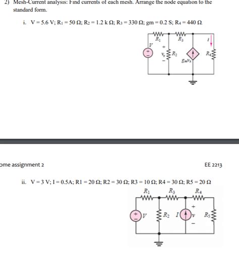 Solved Mesh Current Analysis Find Currents Of Each Mesh Chegg
