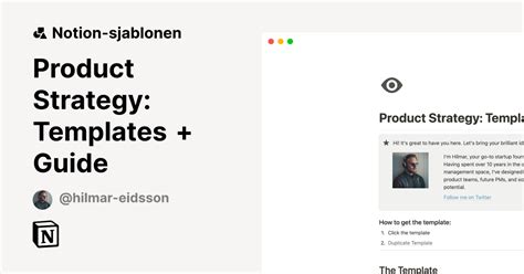 Product Strategy Templates Guide Sjabloon Van Hilmar Eidsson