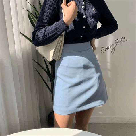 8컬러예쁜h라인 데일리 스판 베이직 미니 숏 H라인 하이웨스트 스커트 Sm 에이블리