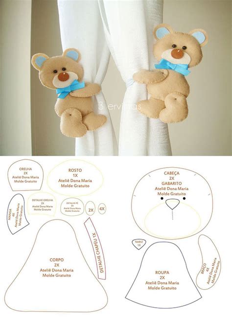 Muñecos cierre de cortina hechos de fieltro con patrones