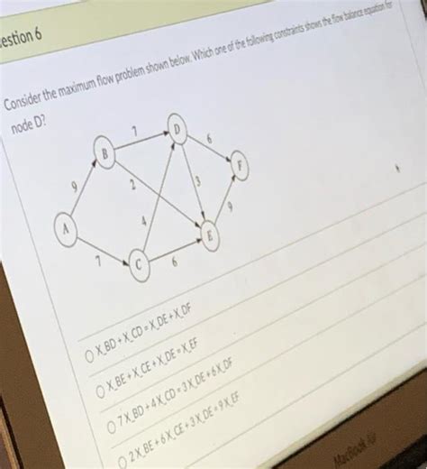 Solved Estion 6 Consider The Maximum Flow Problem Shown