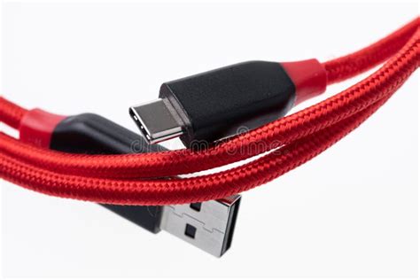 Usb Type C Cable In Red Color Stock Photo Image Of Serial Line 218529672
