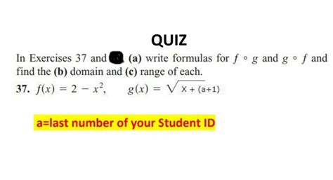solved in exercises 37 and a write formulas for f∘g and