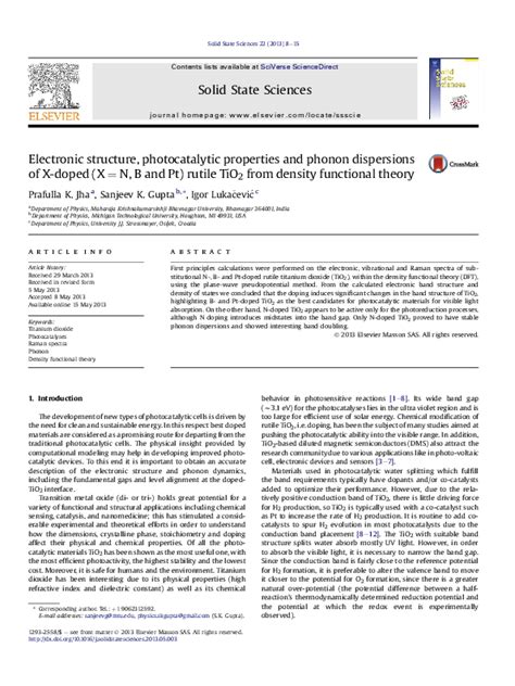 Pdf Electronic Structure Photocatalytic Properties And Phonon