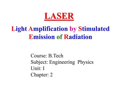 B Tech Sem I Engineering Physics U Ii Chapter Laser PPTX