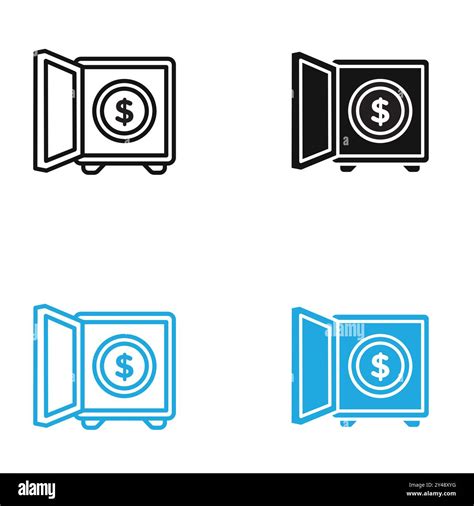 Open Safe Icon Vector Line Logo Mark Or Symbol Set Collection Outline Style Stock Vector Image