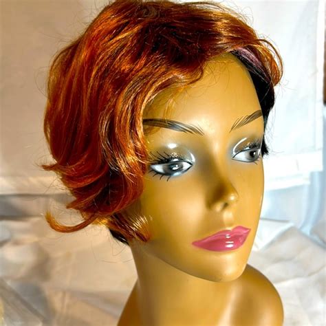 Hair Asymmetrical Pixie Orangered Waves With Black Undercut On Left