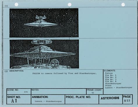 Star Wars The Empire Strikes Back Vfx Storyboard Asteroids 1