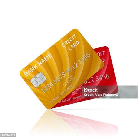 두 현실적인 광택 신용 카드 반사 흰색 절연 은색 양각 기호가 있는 상세한 플라스틱 카드 돈 전자 상거래 및 전 세계의 지불 개념 벡터 일러스트입니다 0명에 대한 스톡 벡터