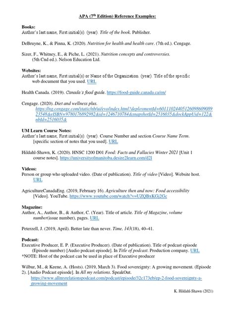Apa Reference Examples Pdf