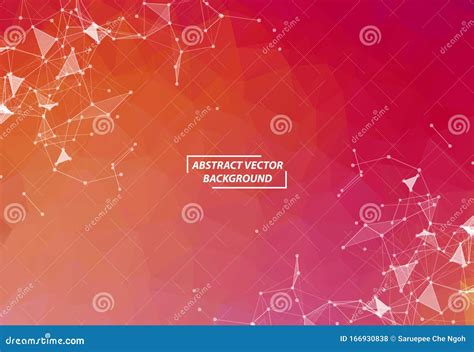 Abstract Dark Red Polygonal Space Background With Connecting Dots And