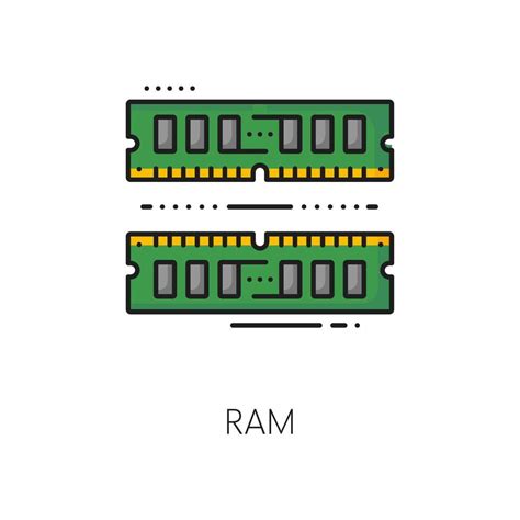 Computer Ram Memory Software Color Line Icon 47447117 Vector Art At