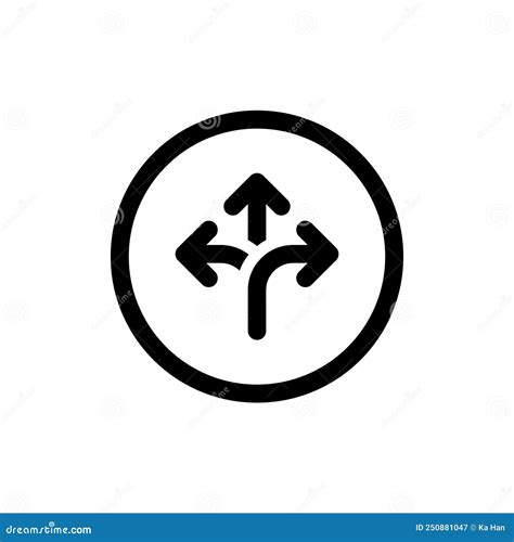 Three Way Direction Arrow Icon Vector Isolated On Circle Line Stock Vector Illustration Of
