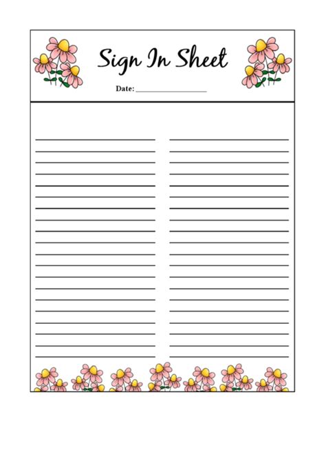 Fillable Sign In Sheet Template Printable Pdf Download