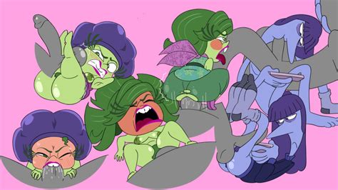 Rule 34 Bonnet Disgust Inside Out Disney Ennui Inside Out Female Green Hair Green Skin