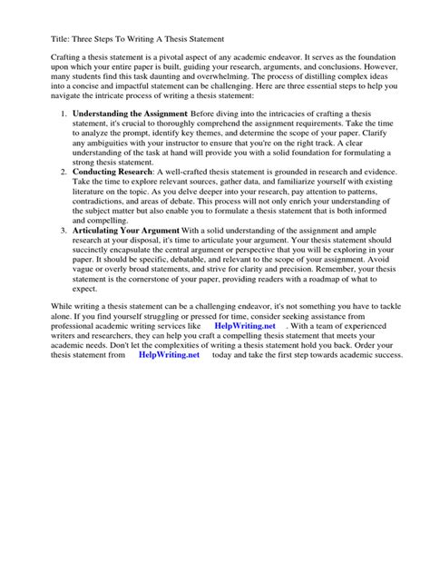 Three Steps To Writing A Thesis Statement Pdf Thesis Essays