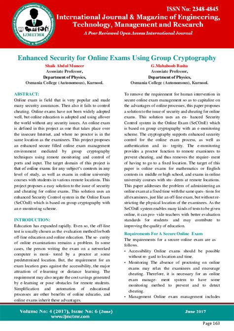 Pdf Enhanced Security For Online Exams Using Group Cryptography