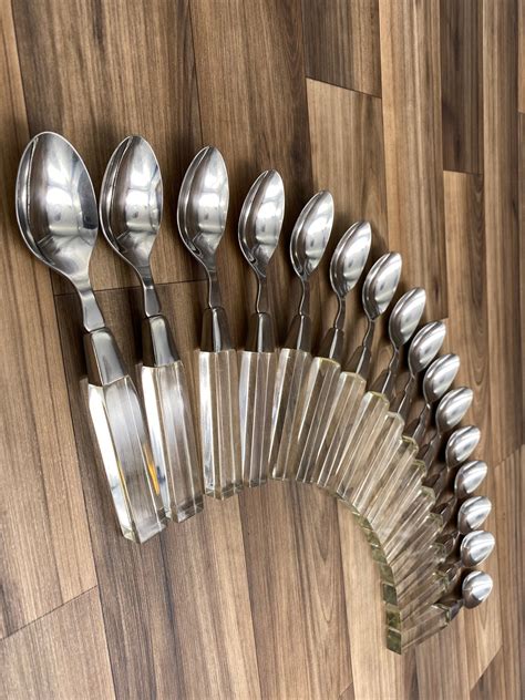 Mcm Lucite Flatware Set With Serving Set Complete Service For 8