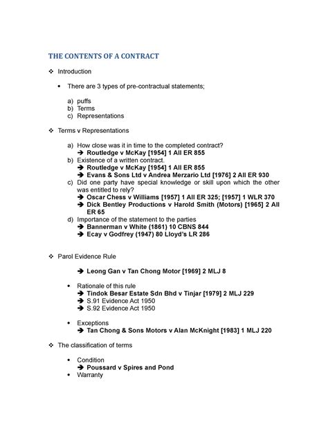Terms Of A Contract Lecture Notes 6 The Contents Of A Contract Introduction There Are 3