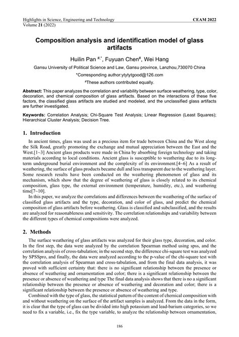 Pdf Composition Analysis And Identification Model Of Glass Artifacts