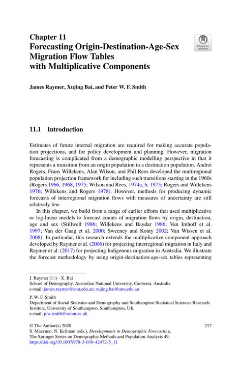 Pdf Forecasting Origin Destination Age Sex Migration Flow Tables With